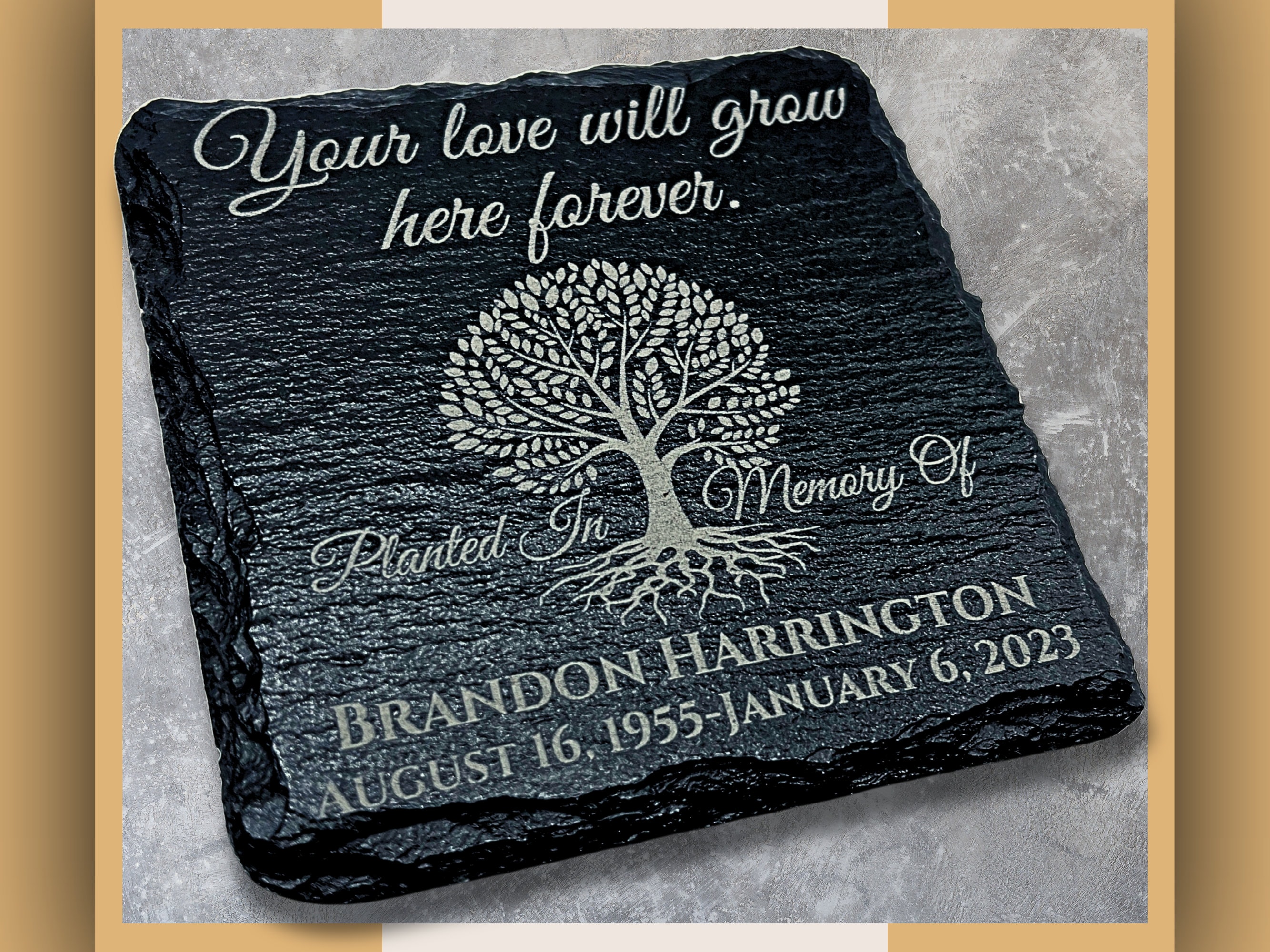 Grave Marker Human | Laser Engraved Memorial Slate | Garden Marker ...