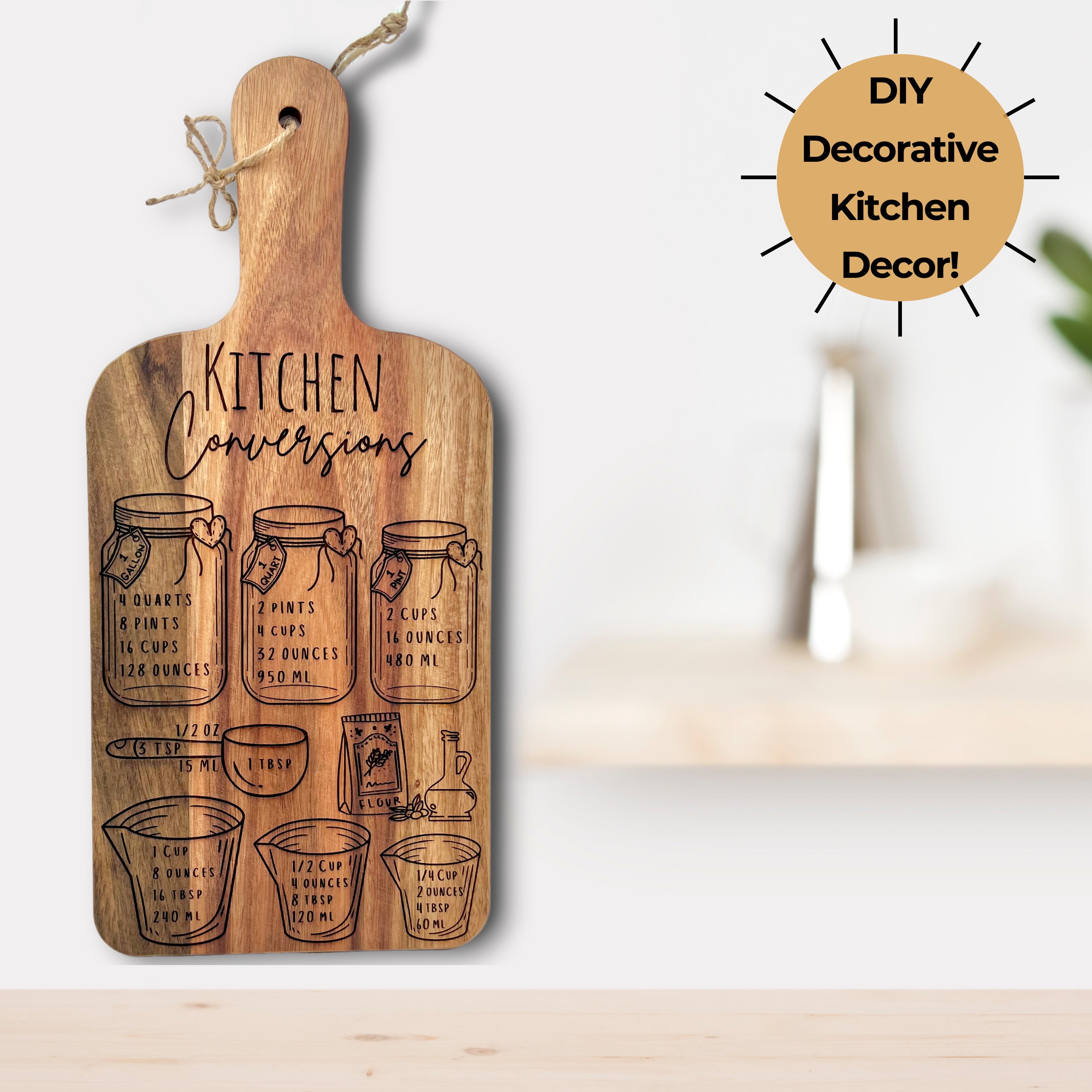 Kitchen Conversions SVG Cutting Board SVG Glowforge Projects Laser ...
