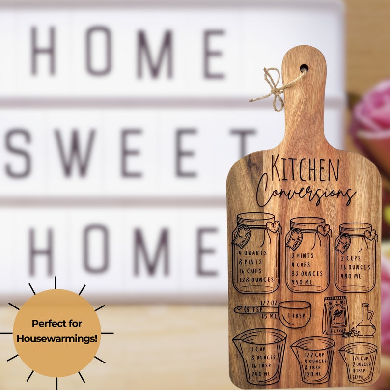 Kitchen Conversions SVG Cutting Board SVG Glowforge Projects Laser ...