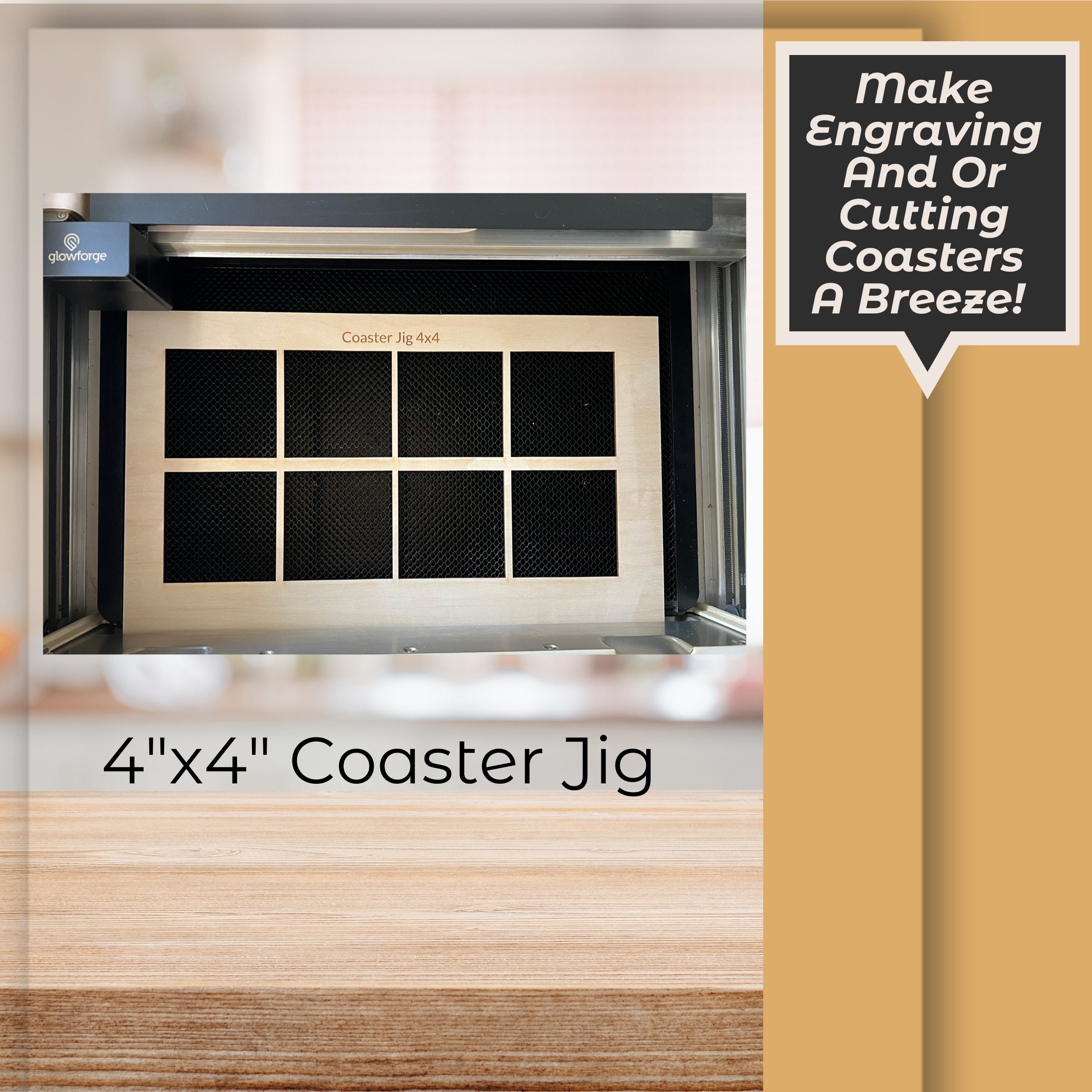 Coaster Jig SVG 4x4 Coaster Jig File DIY Coasters Glowforge Jig Svg ...