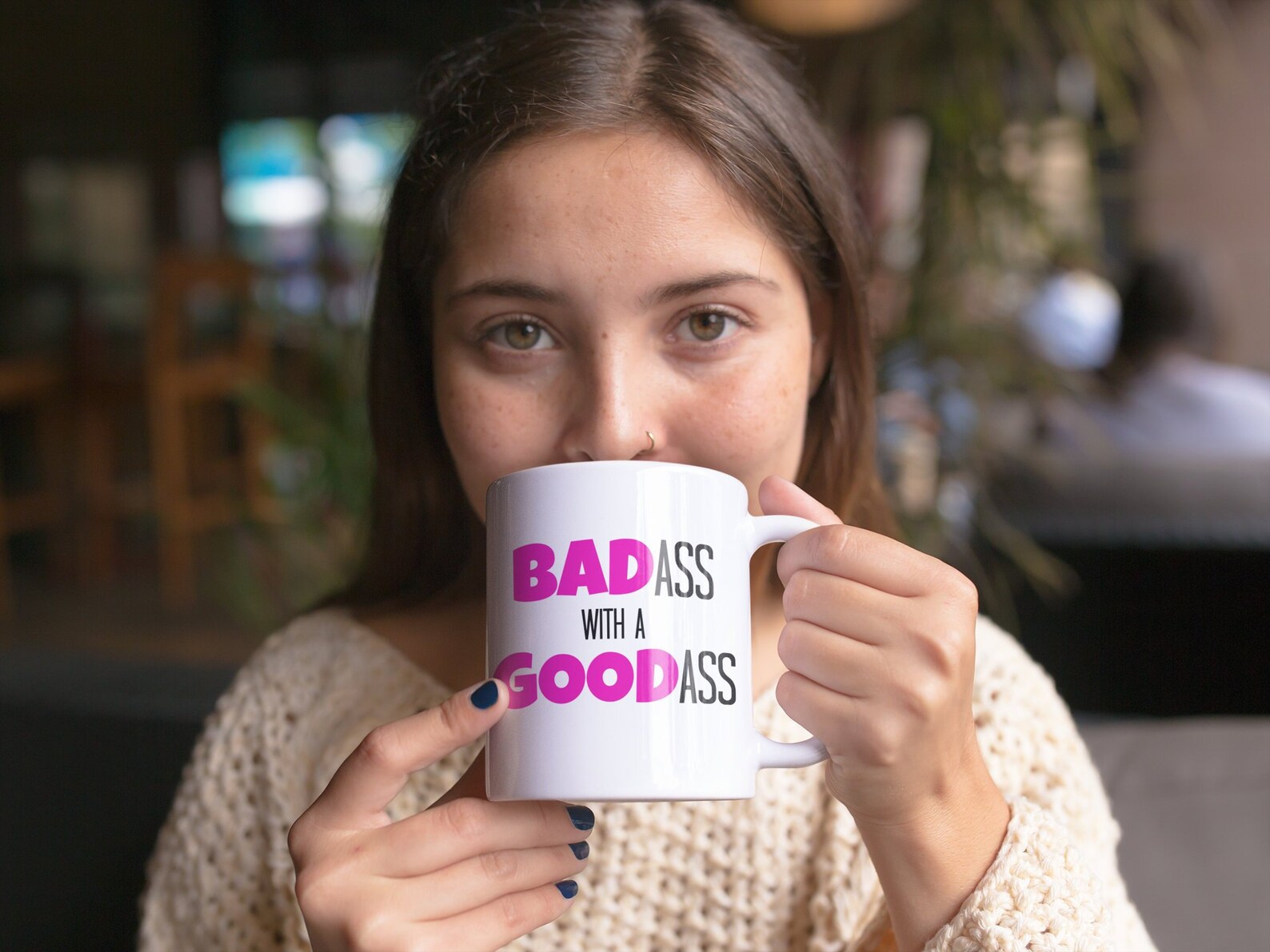 Bad Ass With A Good Ass Sassy Coffee Mug For Him Her Pink Etsy