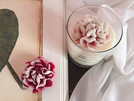 Merian's Carnation Candle/ Carnation design candle / Soy | Etsy