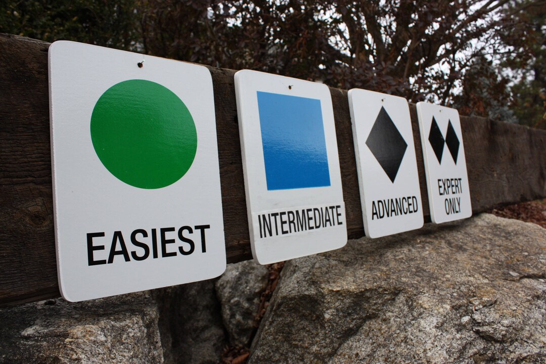 Set of 4 Ski Difficulty Signs - Large Rustic Trail Sign - Etsy