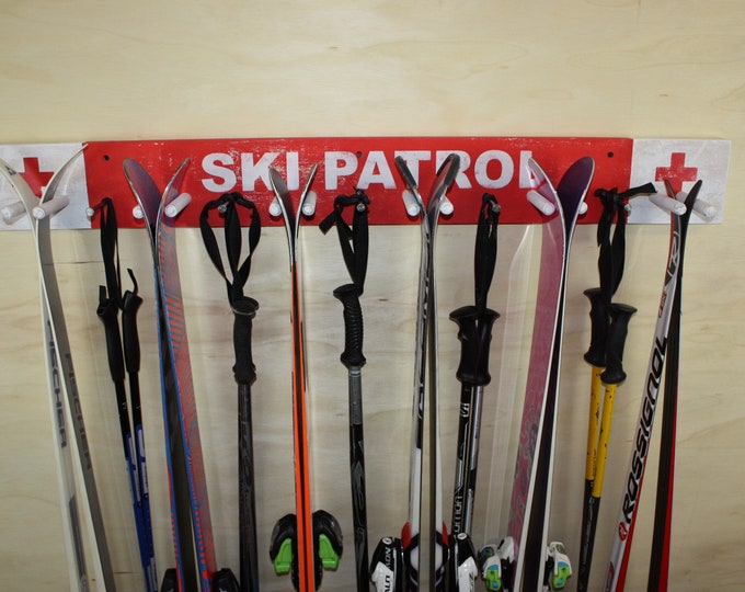 Ski Rack Ski Patrol Rustic Wood Ski & Pole Hanger - Etsy