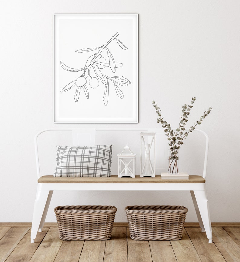 BOTANICAL LINE ART Olive Tree Minimalist Artwork Olive | Etsy