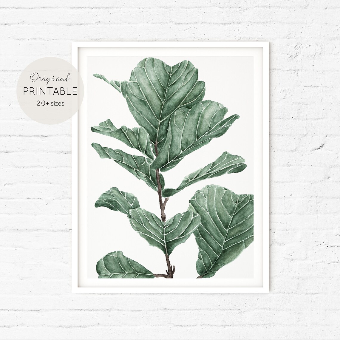 Fiddle Leaf Fig Poster Botany Printable Wall Decor Green | Etsy