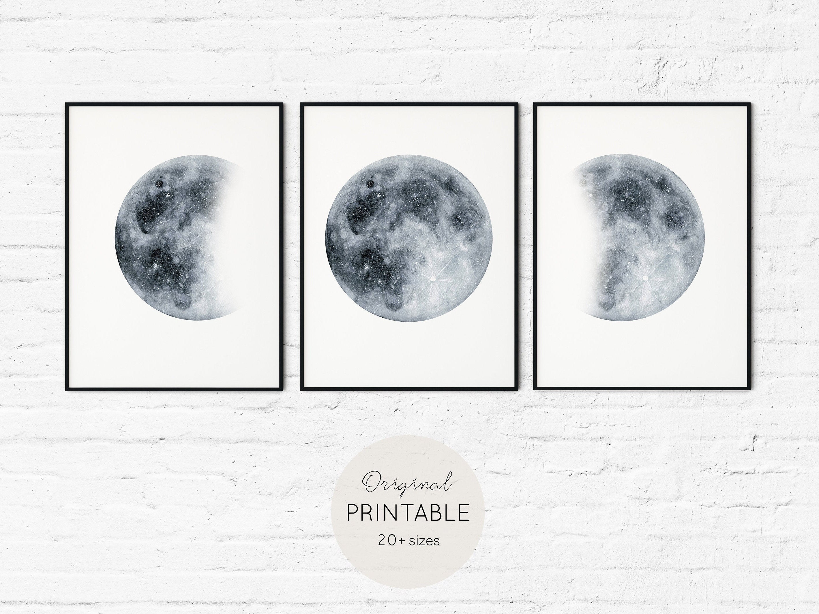 DIGITAL CELESTIAL MOON phases print set of 3 Printable 3 | Etsy
