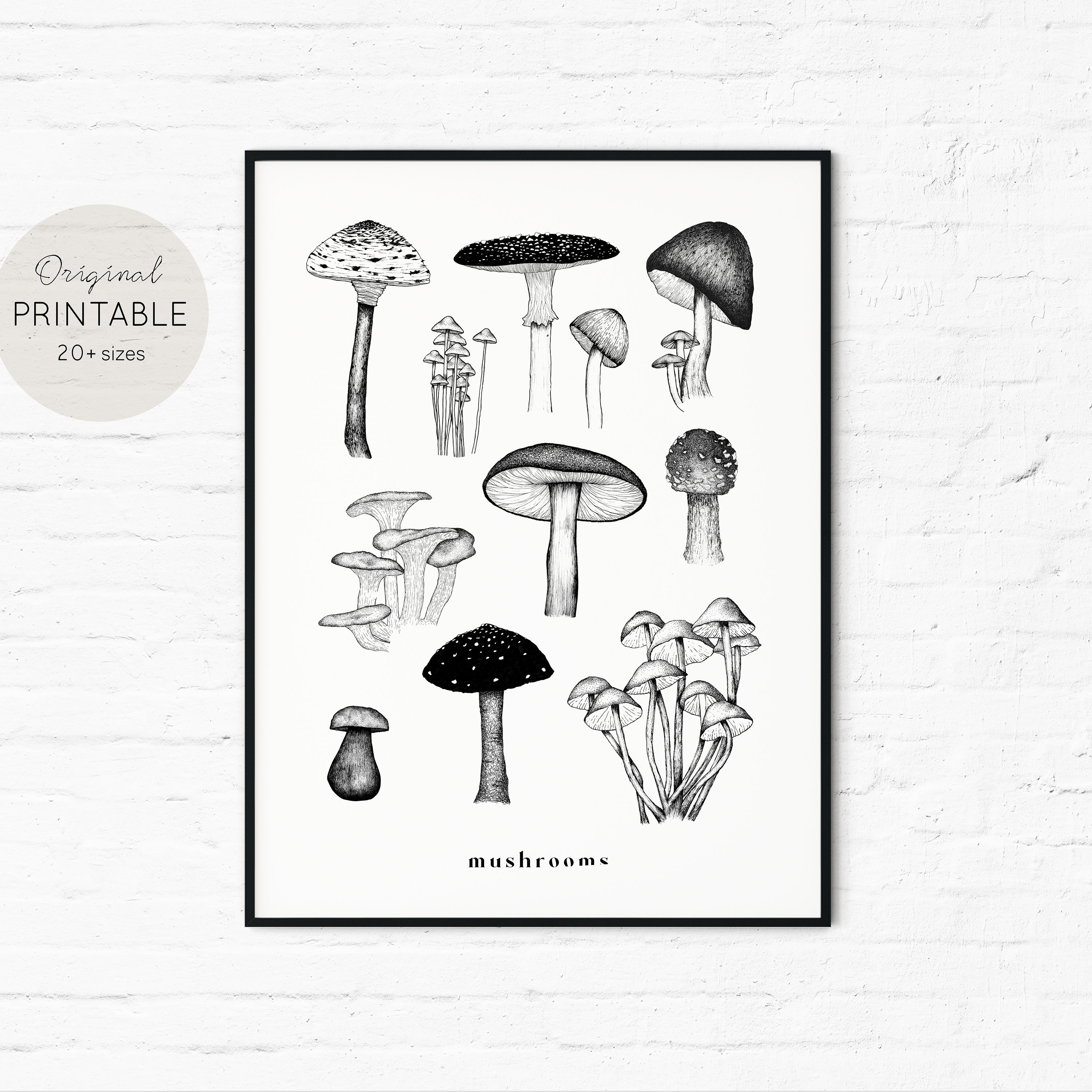 Magic Mushroom Print downloadable art illustration print indie wall art ...