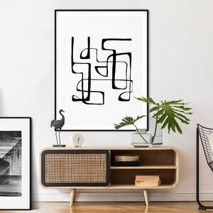 LINE ART ABSTRACT - Printable Wall Art, Black and White, Aestetic Above ...