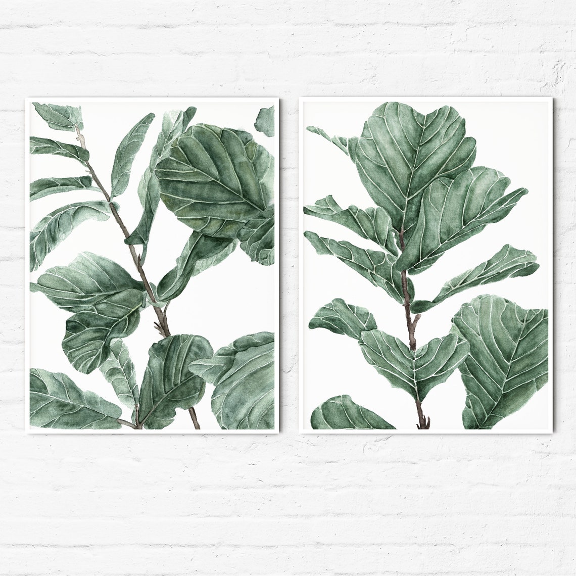 SET of 2 Above Bed Decor Fiddle Leaf Fig Printable Wall Art | Etsy
