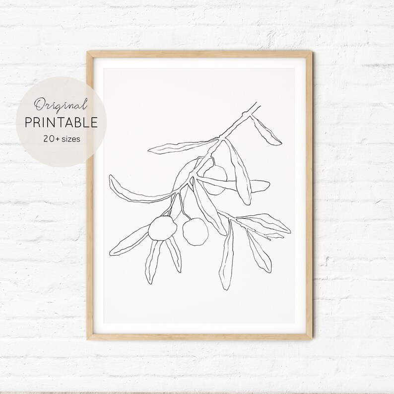 BOTANICAL LINE ART Olive Tree Minimalist Artwork Olive | Etsy