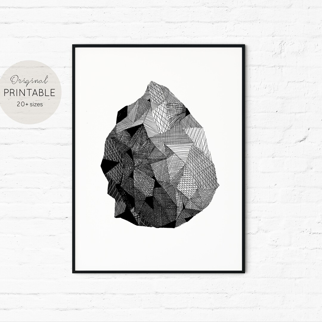 Crystal Gemstone Print – Abstract Geometric Rock Art (digital Download ...