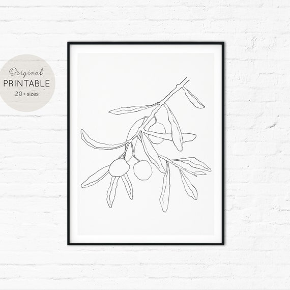 BOTANICAL LINE ART Olive Tree Minimalist Artwork Olive | Etsy