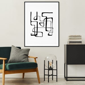 LINE ART ABSTRACT - Printable Wall Art, Black and White, Aestetic Above ...