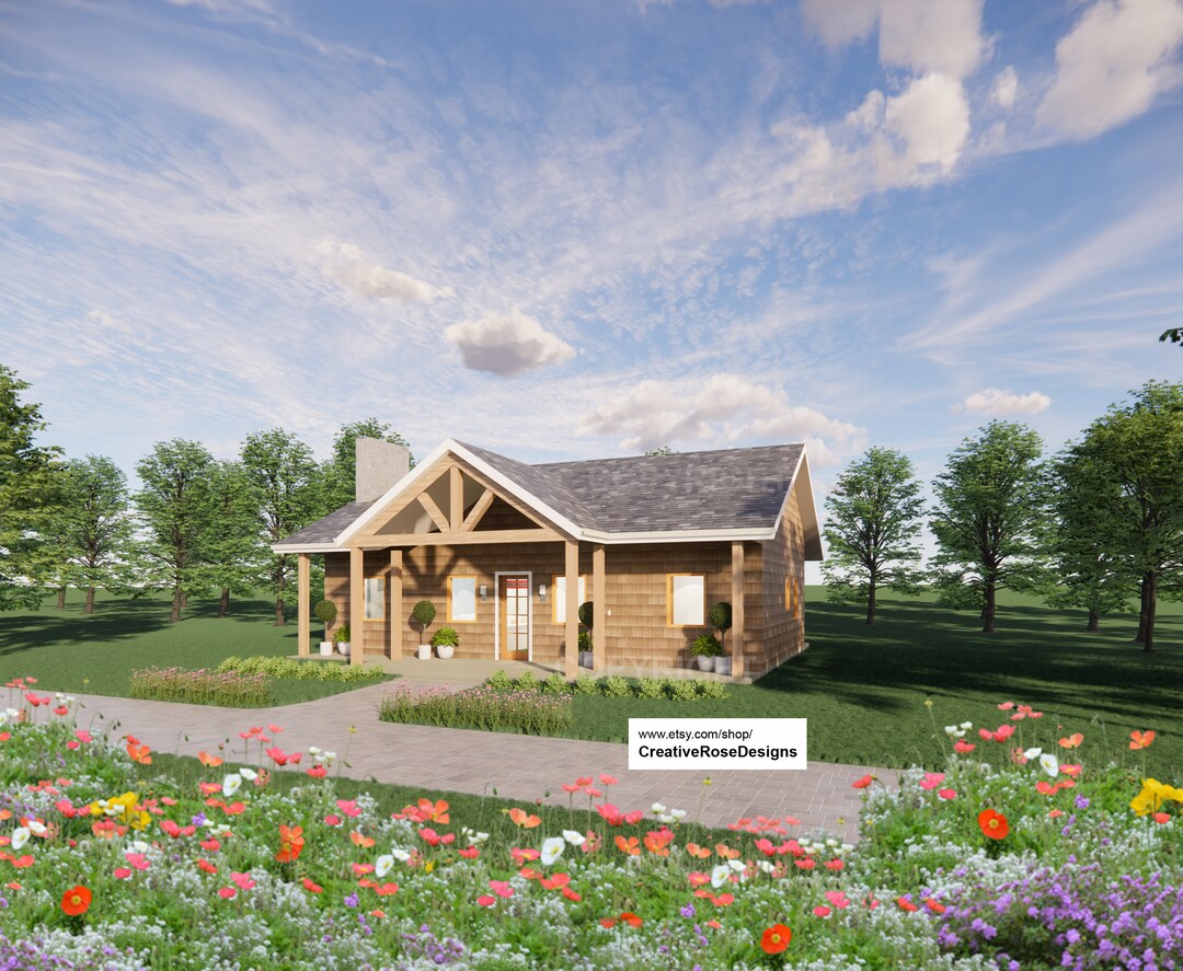40' X 26' American Cottage 3 Bedroom Architectural Plans - Custom ...
