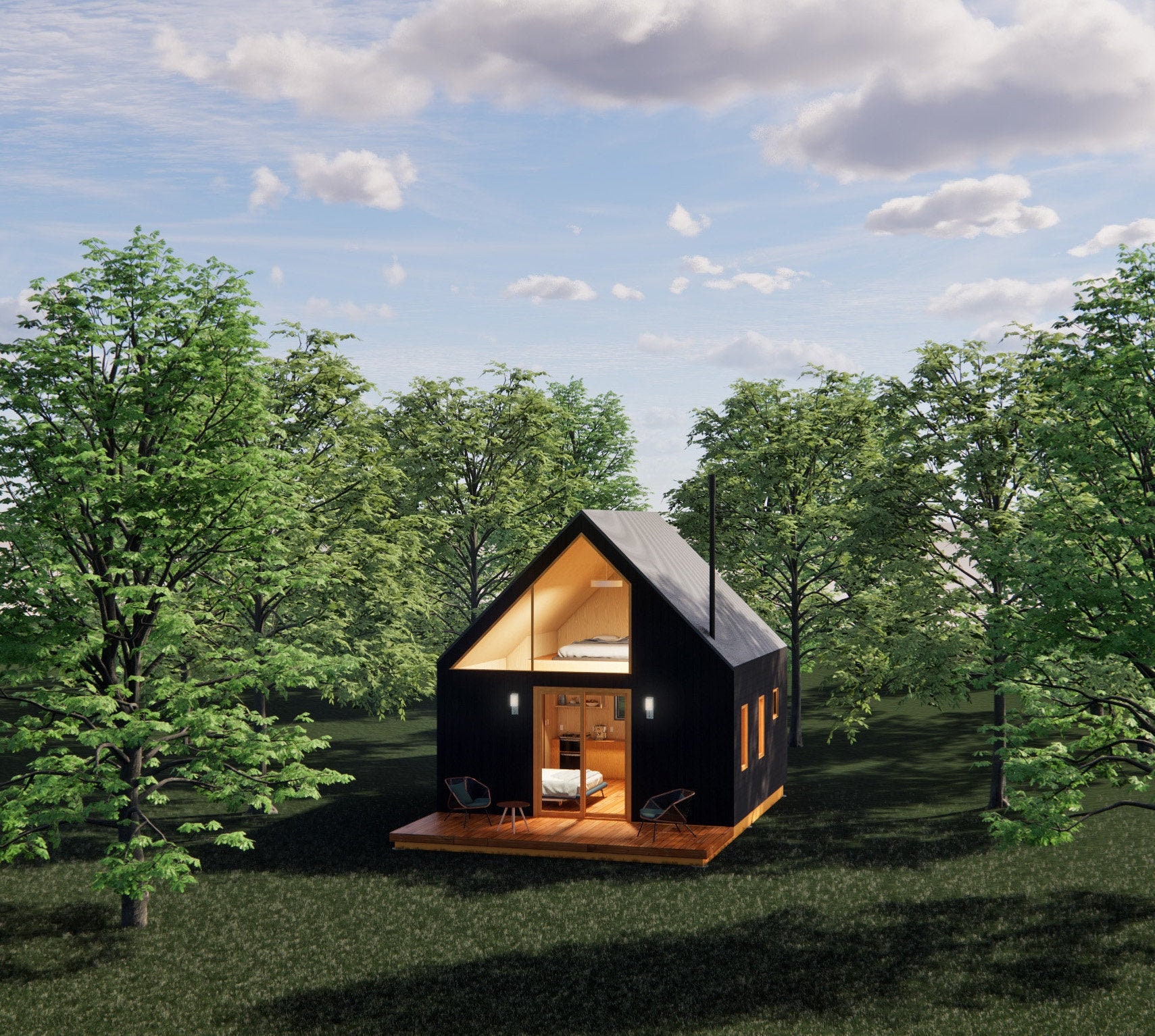 Modern ADU 20' X 19' Yosemite Cabin / Guest / Tiny House Plans and ...
