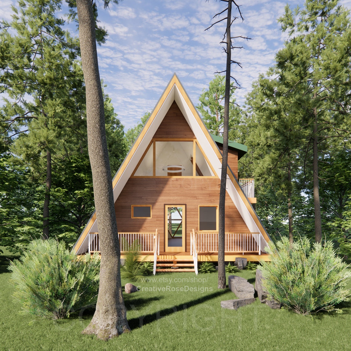 Custom Luxury A Frame 36' X 28' / Vacation Cabin / A-frame House Design ...