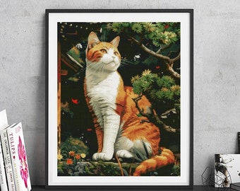 Pcp0008_cat, Full Coverage Cross Stitch Pattern PDF, Cross Stitch Chart ...