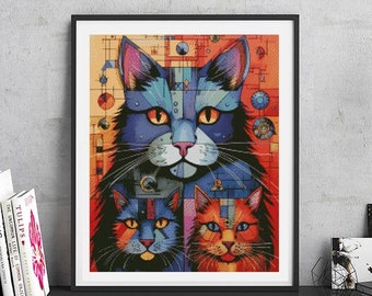 Pcp0008_cat, Full Coverage Cross Stitch Pattern PDF, Cross Stitch Chart ...