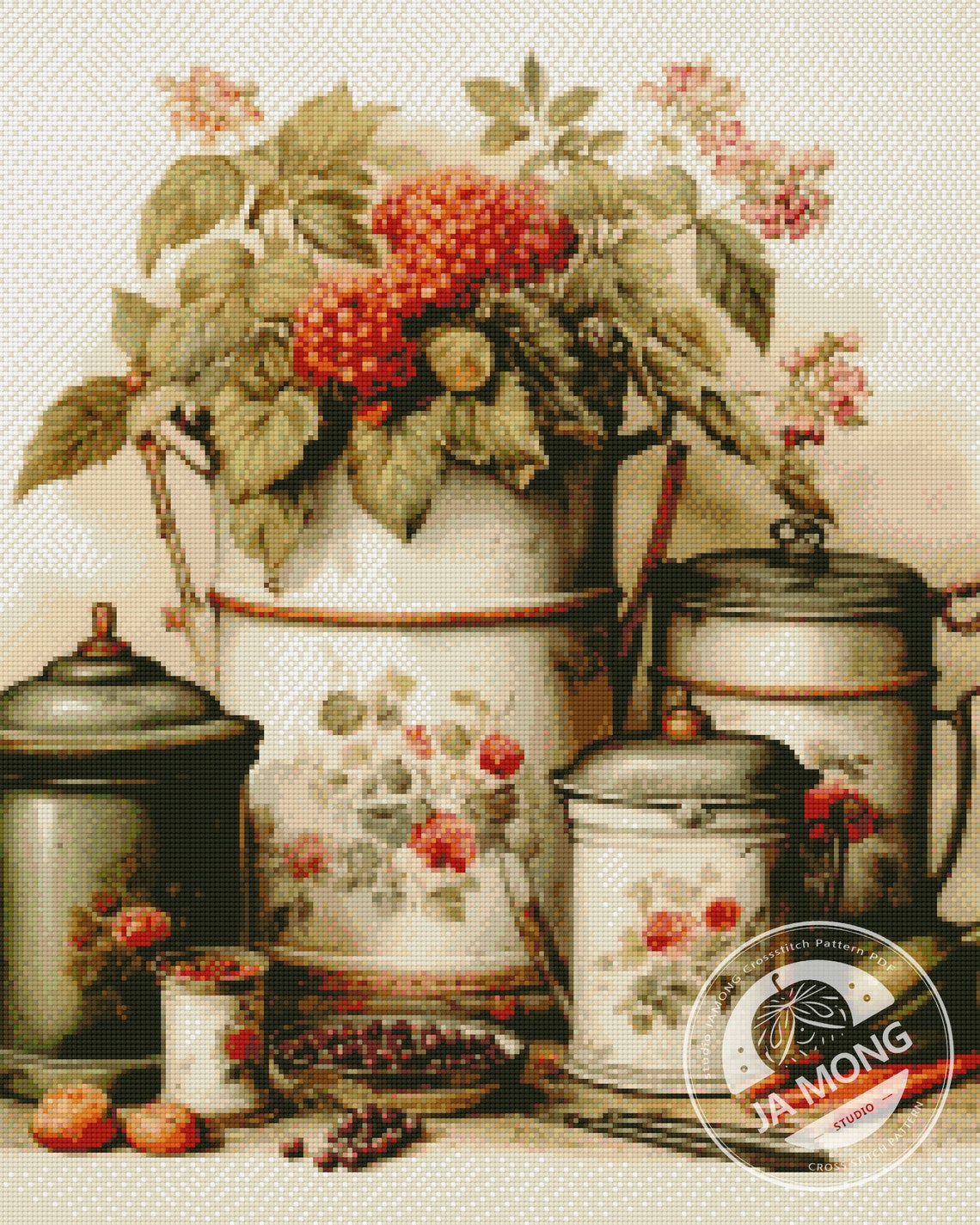 Jmp0273_kitchen Utensils, Cross Stitch Pattern PDF, Full Coverage Hand ...