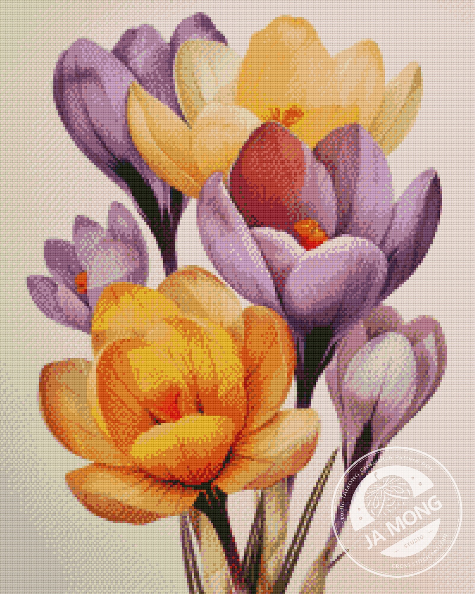 Jmp0582_crocus, Cross Stitch Pattern PDF, Full Coverage Hand Embroidery ...