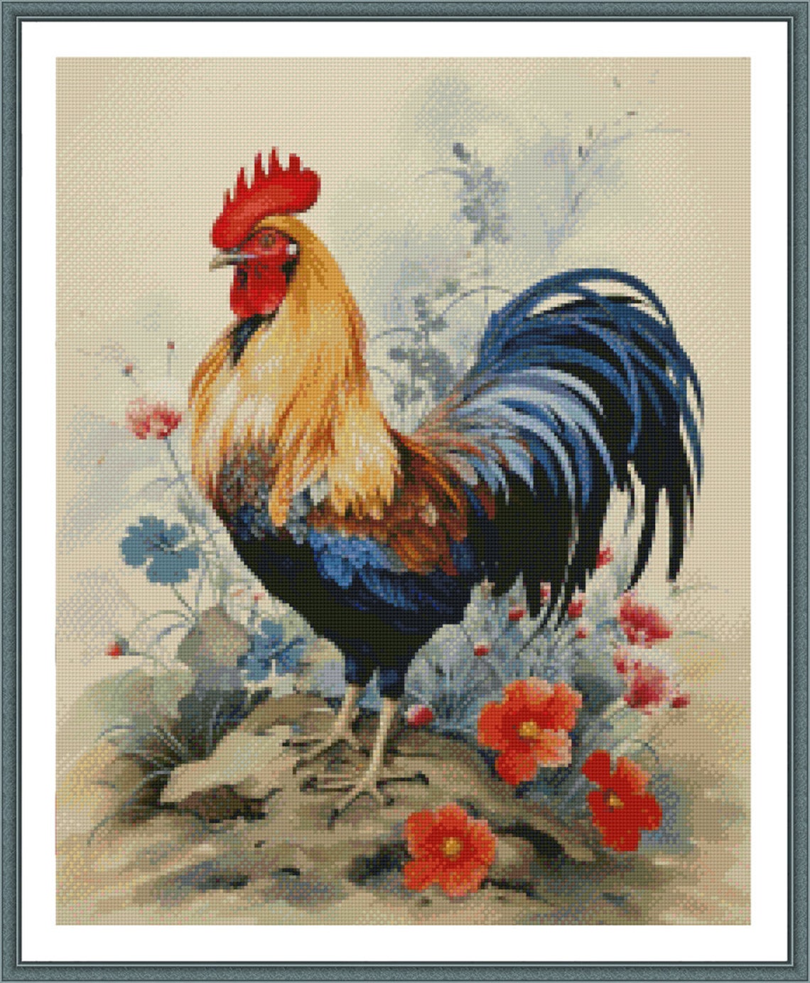 Jmp0068_wild Rooster, Cross Stitch Pattern PDF, Cross Stitch Chart ...