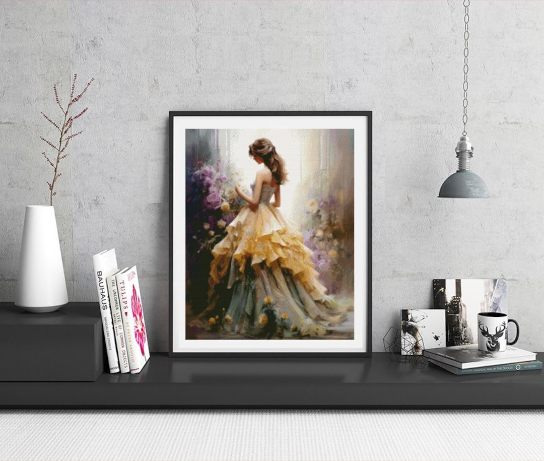 Jmp0241_woman in Dress, Cross Stitch Pattern PDF, Full Coverage Cross ...