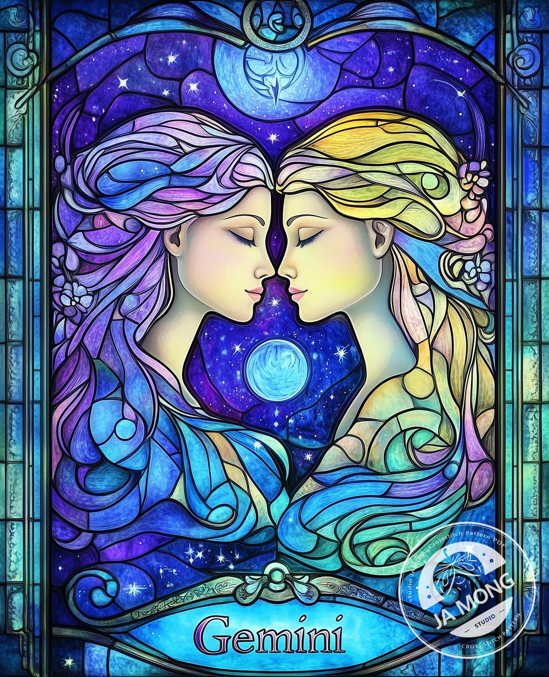 JMP1021 Gemini Cross Stitch Pattern PDF Full Coverage Hand Embroidery ...