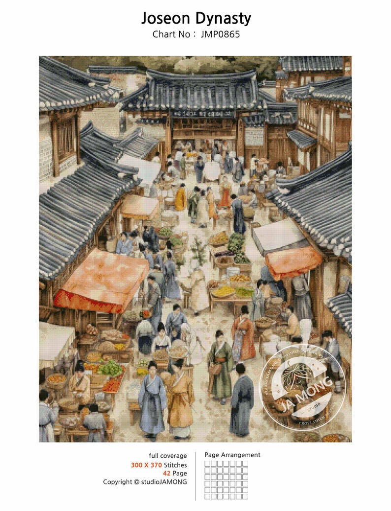 JMP0865 Joseon Dynasty Cross Stitch Pattern PDF Full Coverage Hand ...