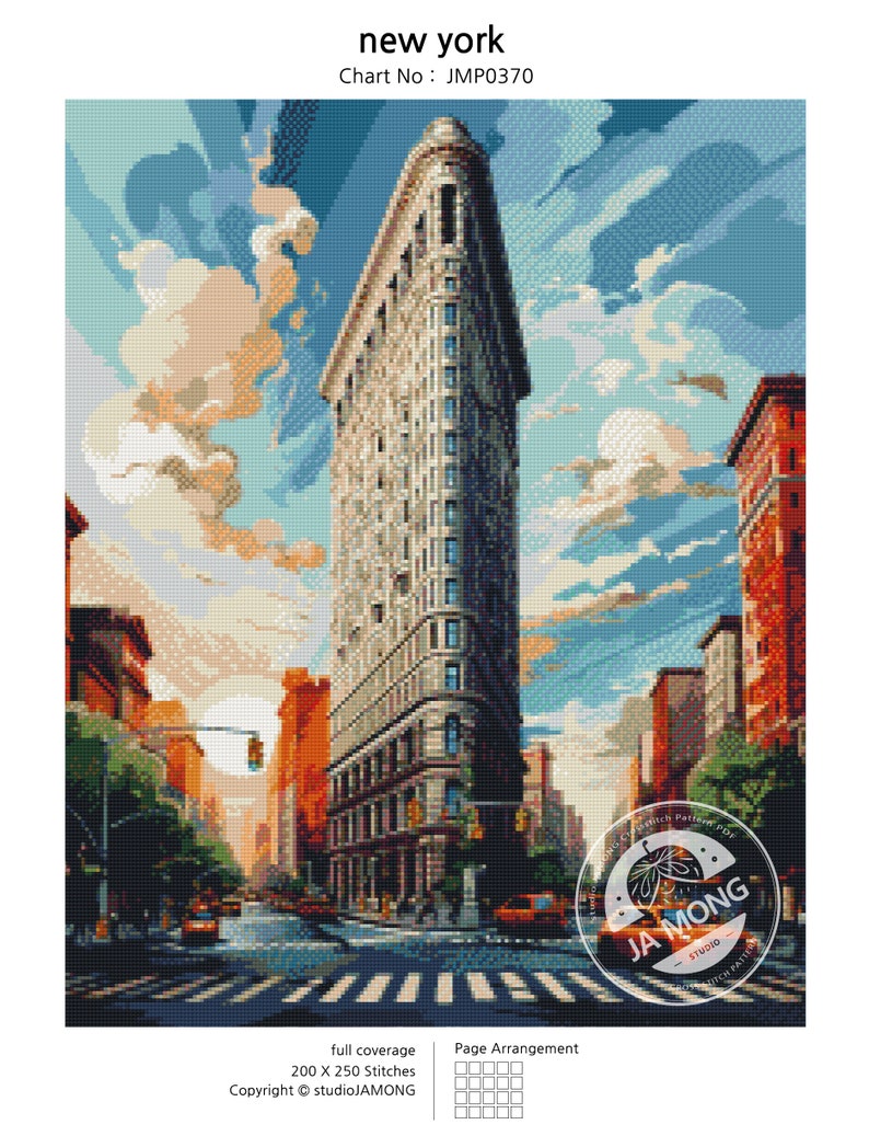 Jmp0370_new York, Cross Stitch Pattern PDF, Full Coverage Hand ...