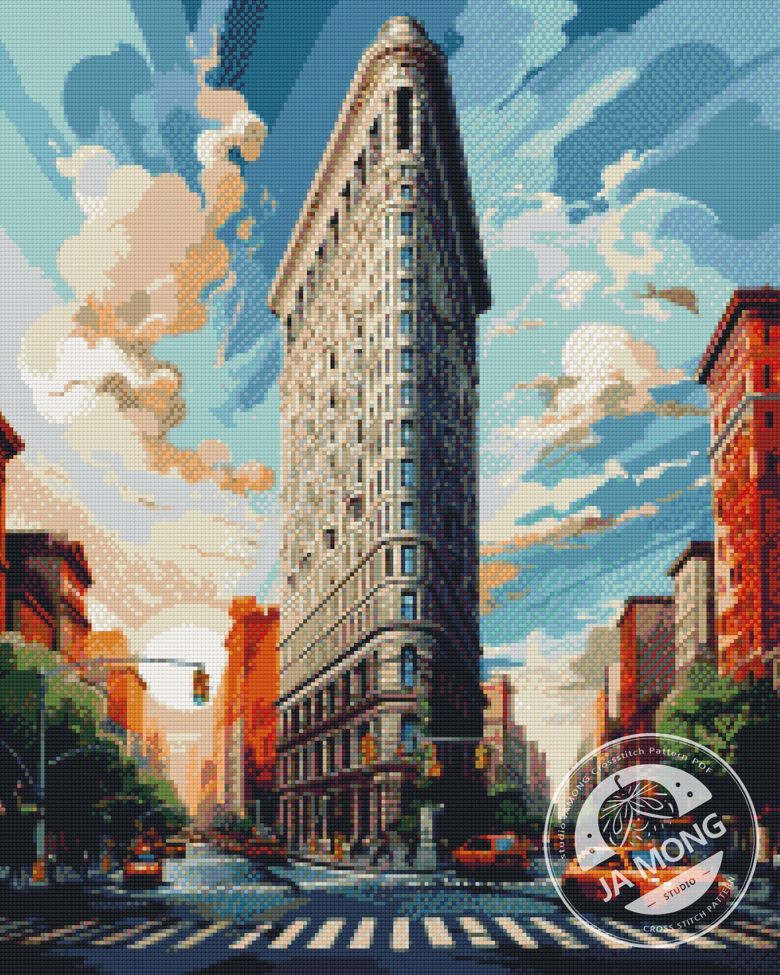 Jmp0370_new York, Cross Stitch Pattern PDF, Full Coverage Hand ...