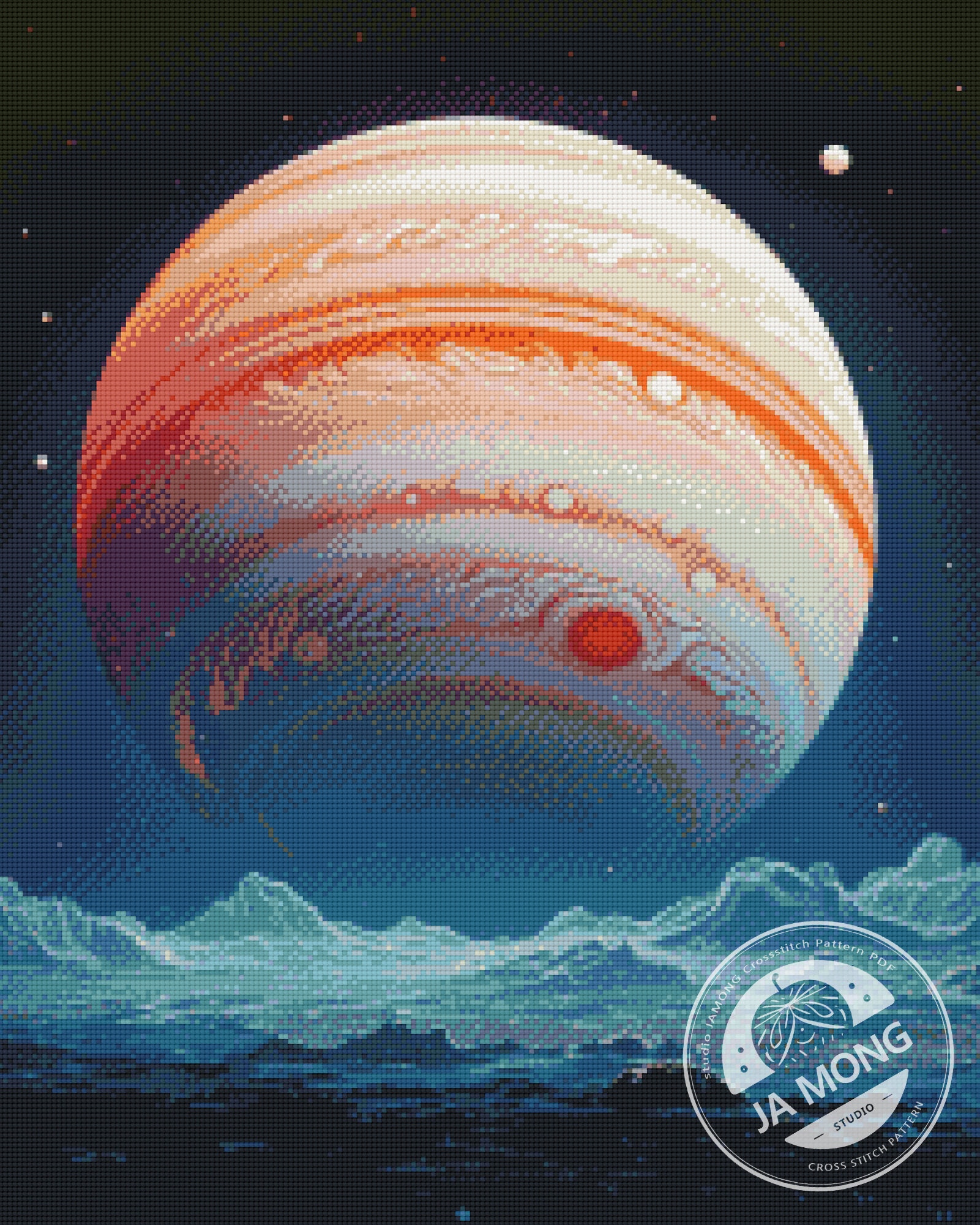 Jmp0326_jupiter, Cross Stitch Pattern PDF, Full Coverage Hand Embroidery Pattern, Counted Cross ...