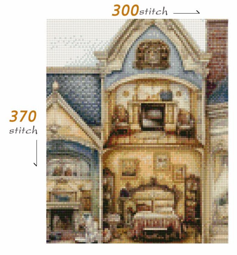 JMP1440 Mansion Dollhouse PDF Cross Stitch Pattern Full Coverage ...