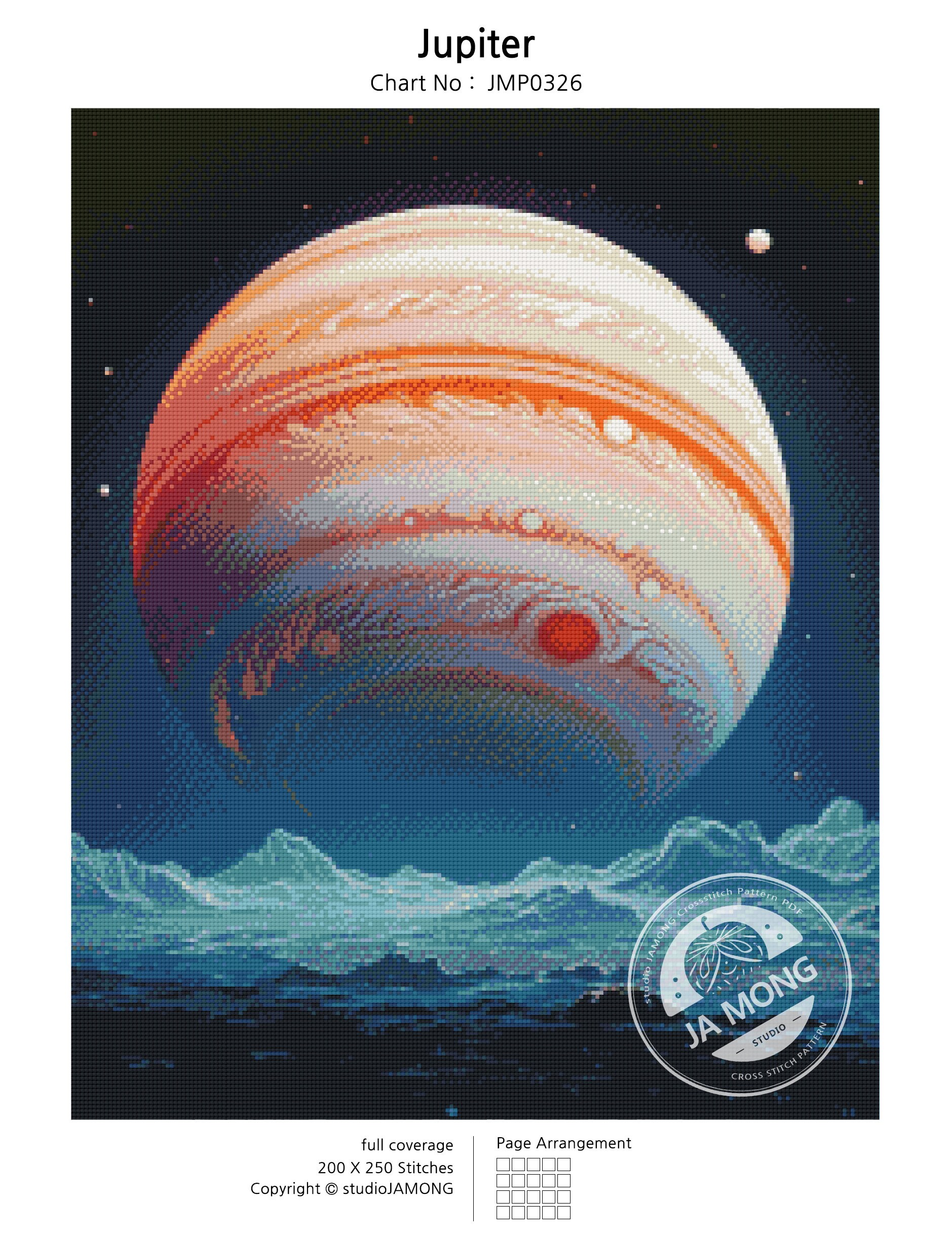 Jmp0326_jupiter, Cross Stitch Pattern PDF, Full Coverage Hand Embroidery Pattern, Counted Cross ...