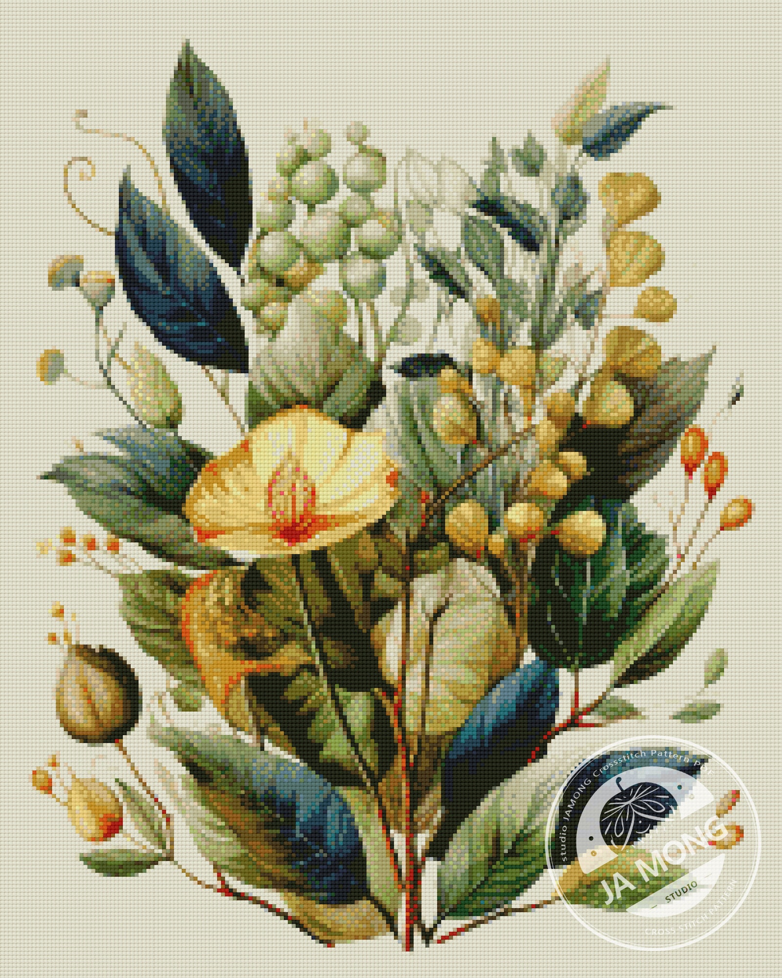 Jmp0303_floral, Cross Stitch Pattern PDF, Full Coverage Hand Embroidery ...