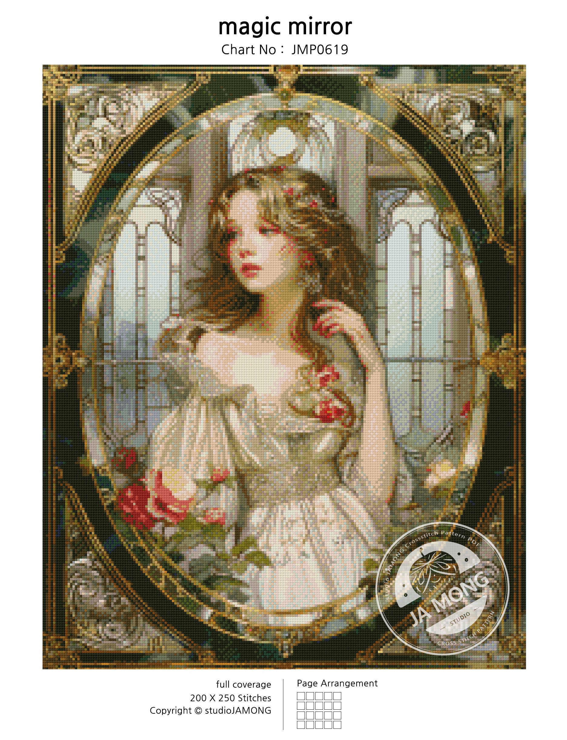 Jmp0619_magic Mirror, Cross Stitch Pattern PDF, Full Coverage Hand ...