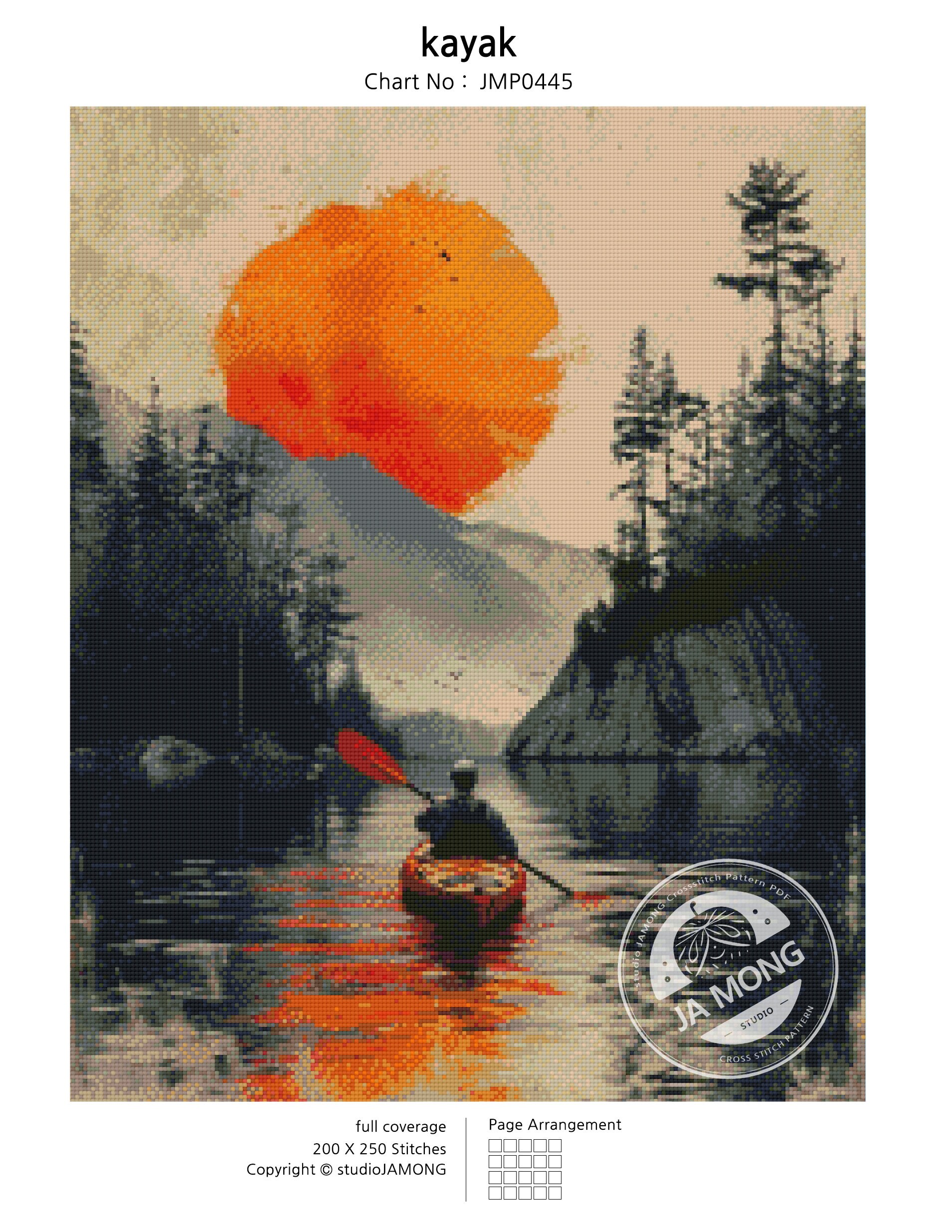 Jmp0445_kayak, Cross Stitch Pattern PDF, Full Coverage Hand Embroidery ...