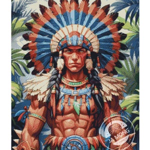 Jmp0571_aztec Warrior, Cross Stitch Pattern PDF, Full Coverage Hand ...