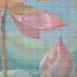 Lotus Cross Stitch Pattern PDF Full Coverage Hand Embroidery Pattern ...