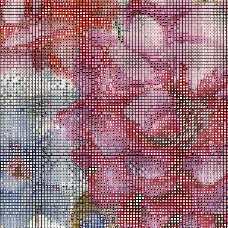Jmp0107_flowers, Full Coverage Cross Stitch Pattern PDF, Cross Stitch ...