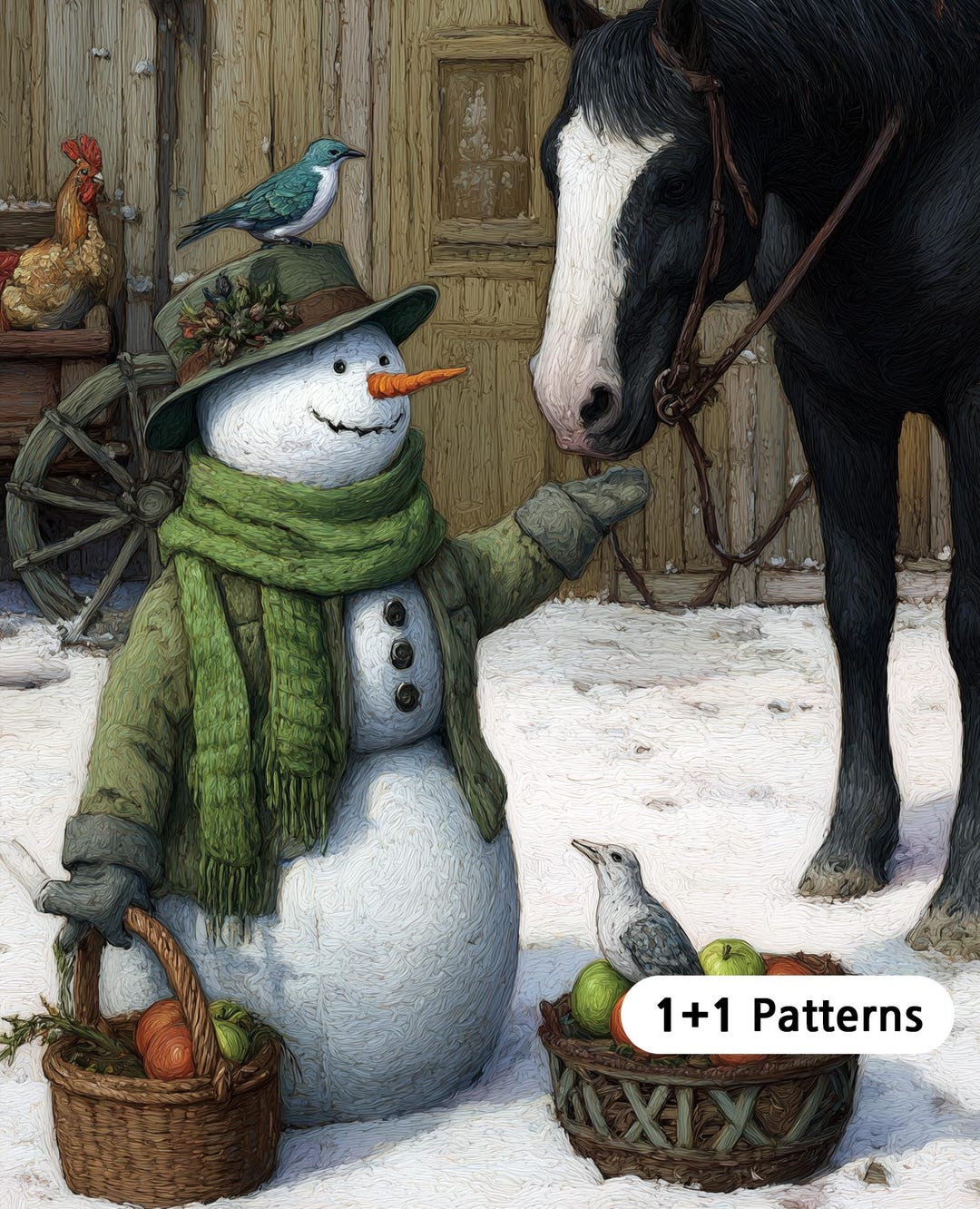 JMP1344 Farmer Snowman PDF Cross Stitch Pattern Full Coverage Instant ...