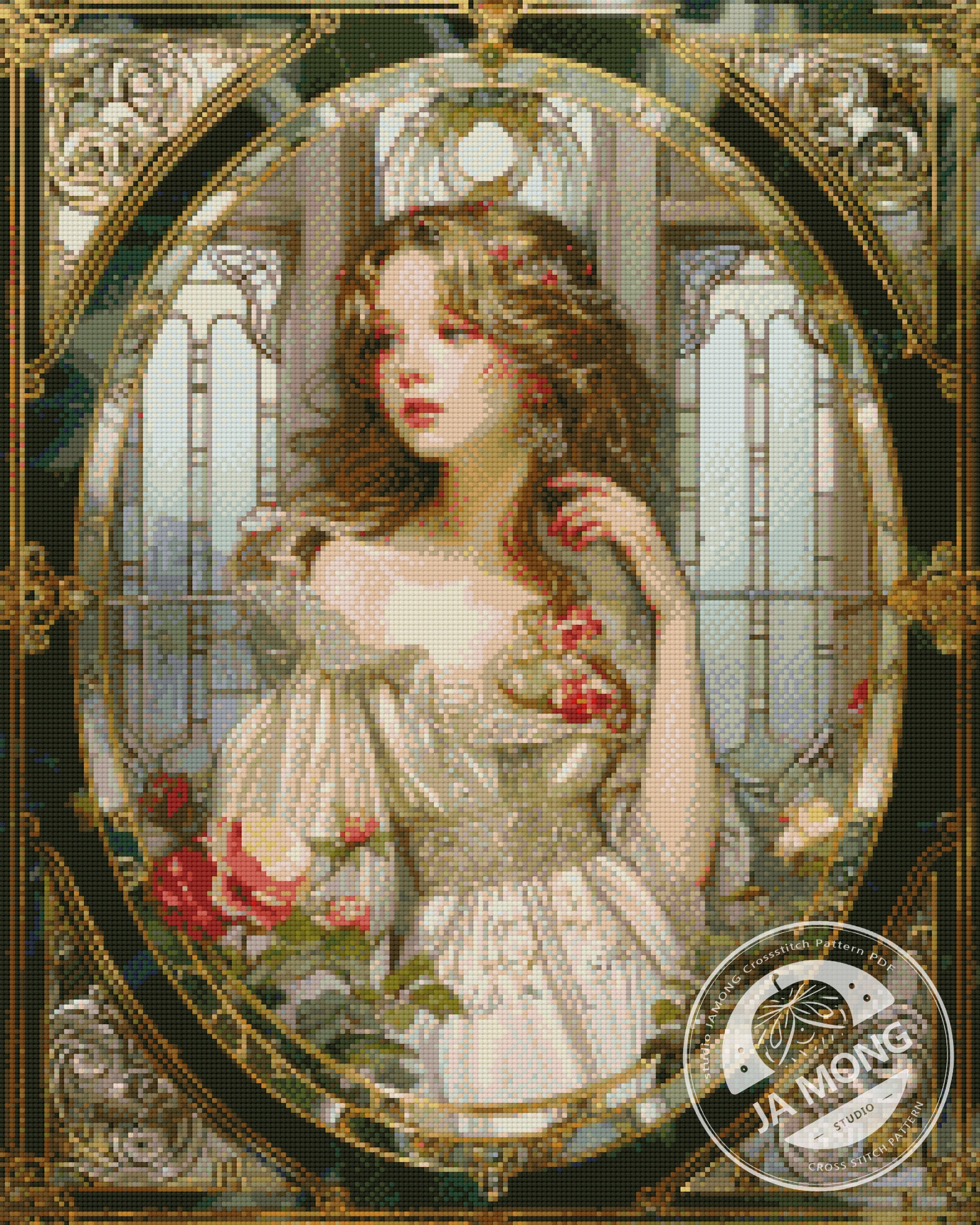 Jmp0619_magic Mirror, Cross Stitch Pattern PDF, Full Coverage Hand ...
