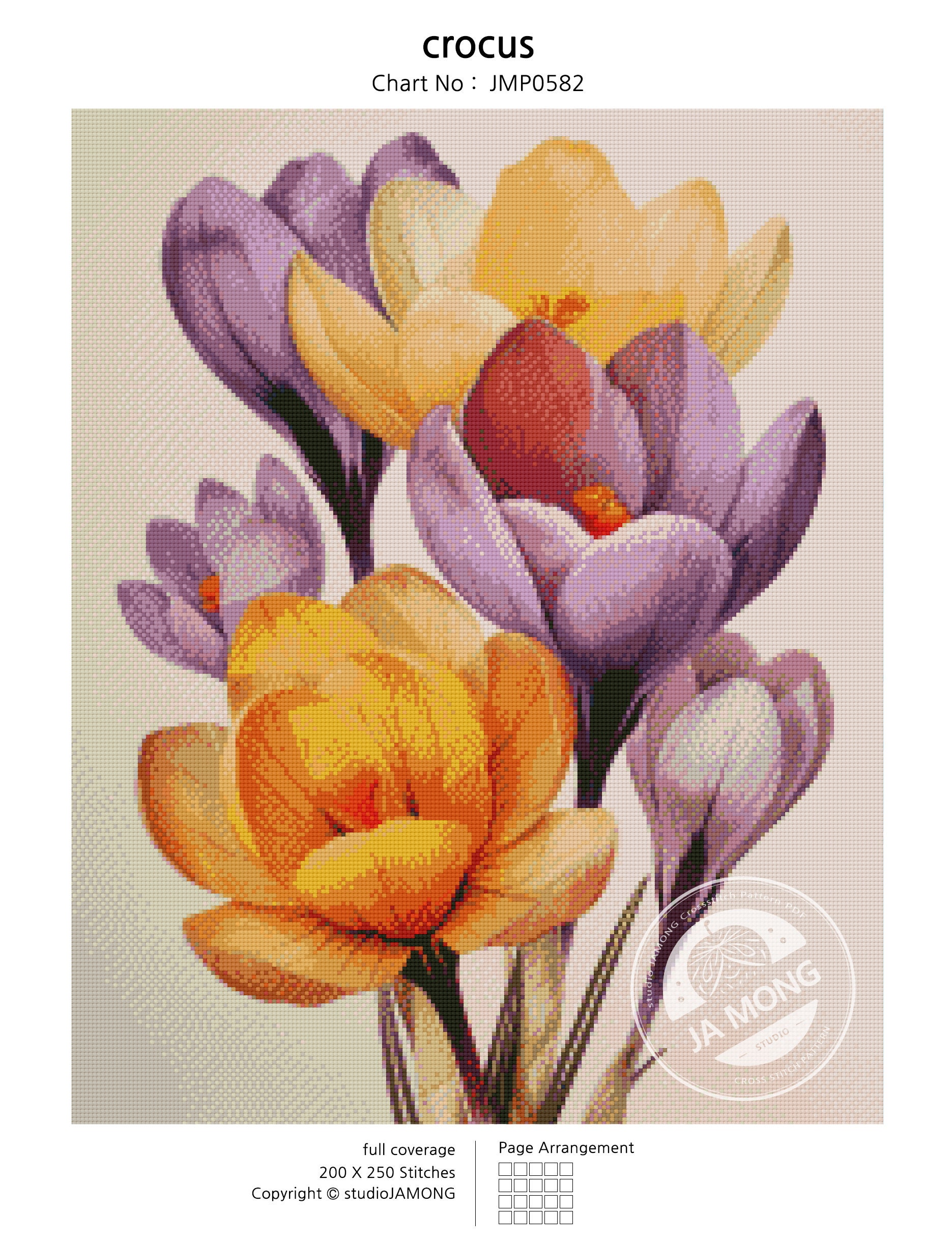 Jmp0582_crocus, Cross Stitch Pattern PDF, Full Coverage Hand Embroidery ...