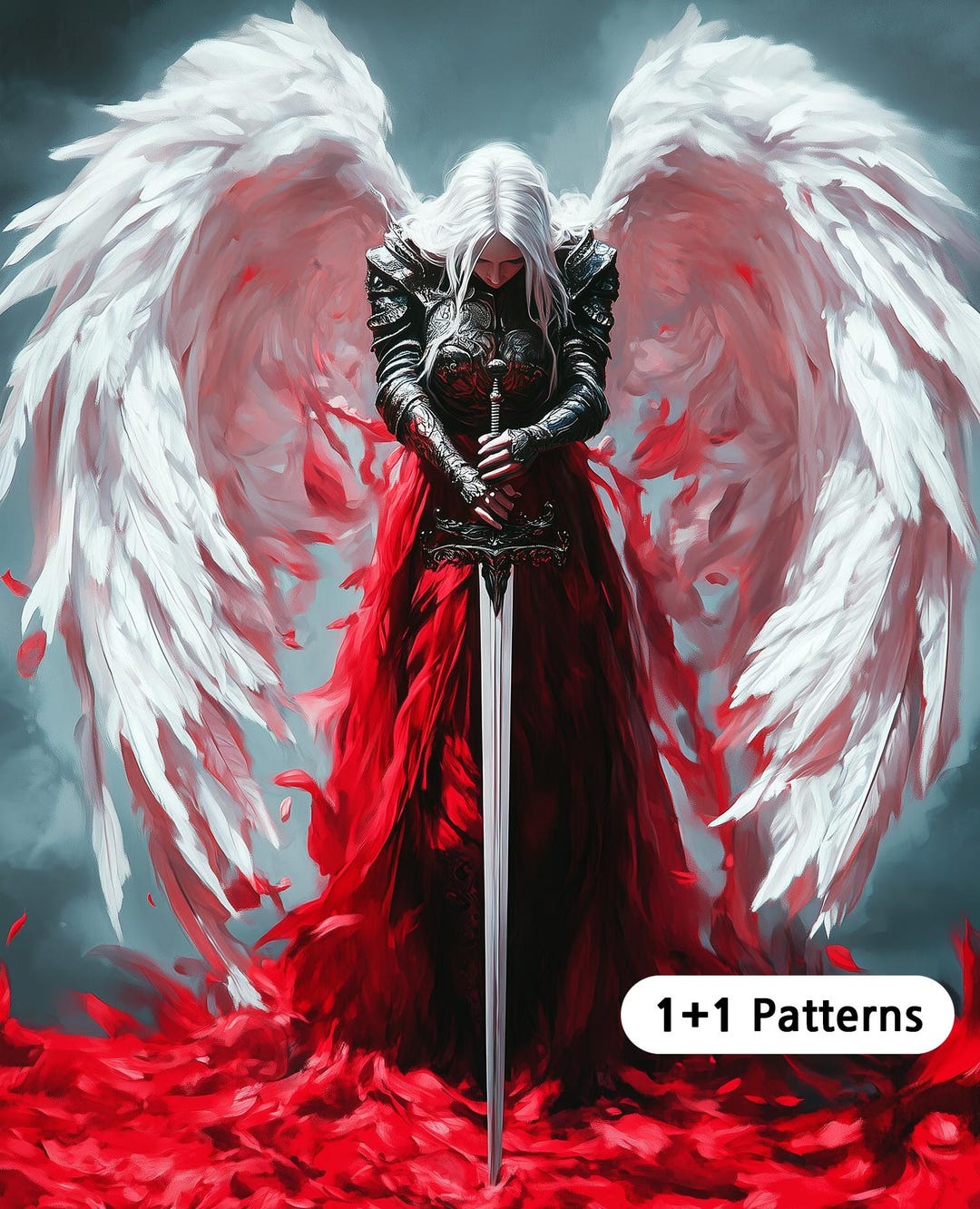 JMP1054 Warrior Angel PDF Cross Stitch Full Coverage Pattern Instant ...