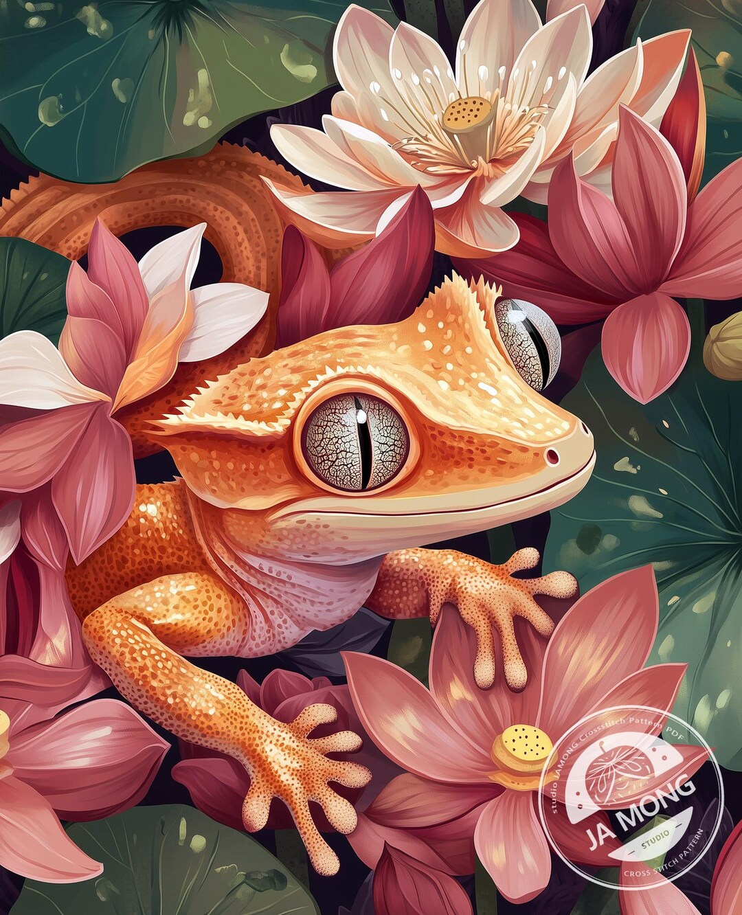 JMP1044 Lizard Cross Stitch Pattern PDF Full Coverage Hand Embroidery ...