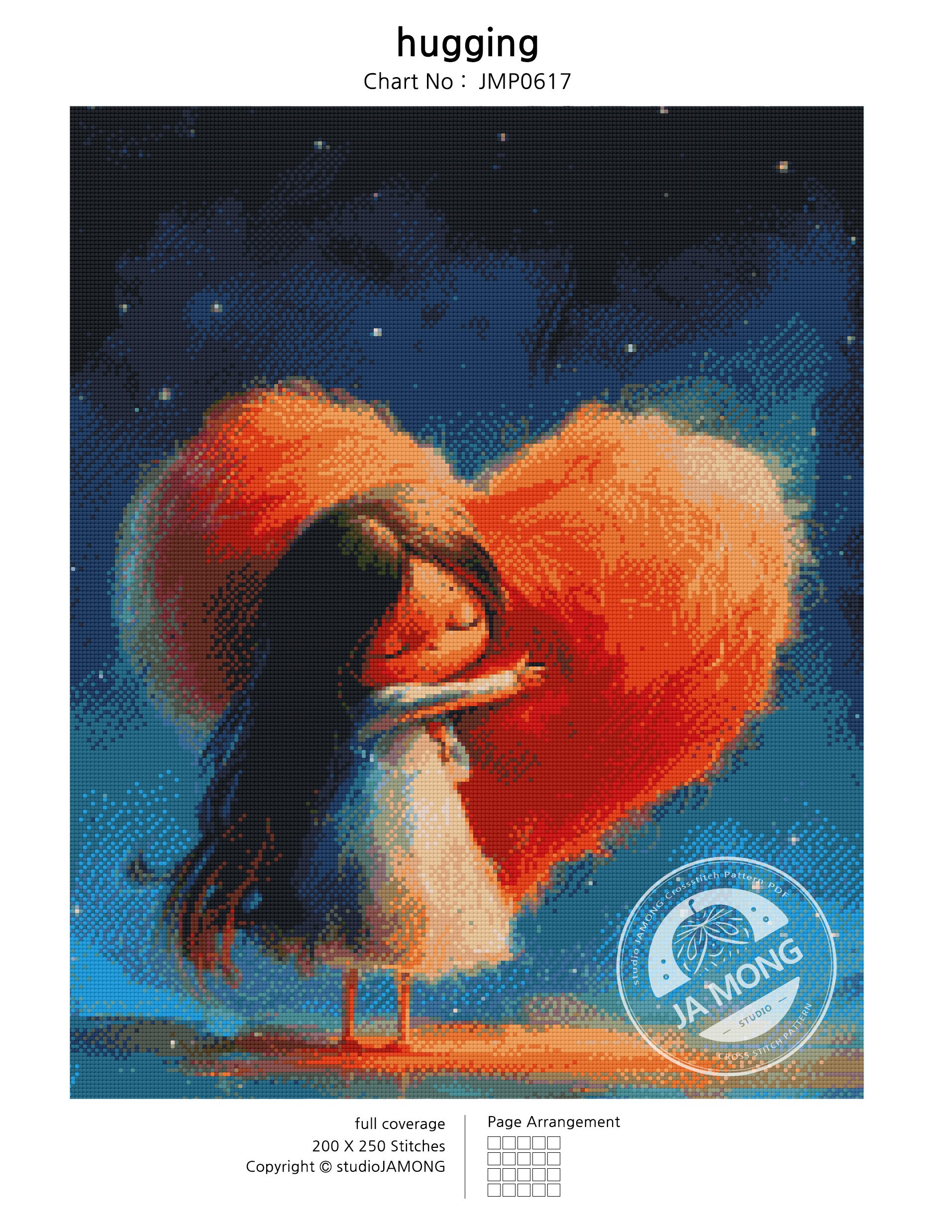 Jmp0617_hugging, Cross Stitch Pattern PDF, Full Coverage Hand ...