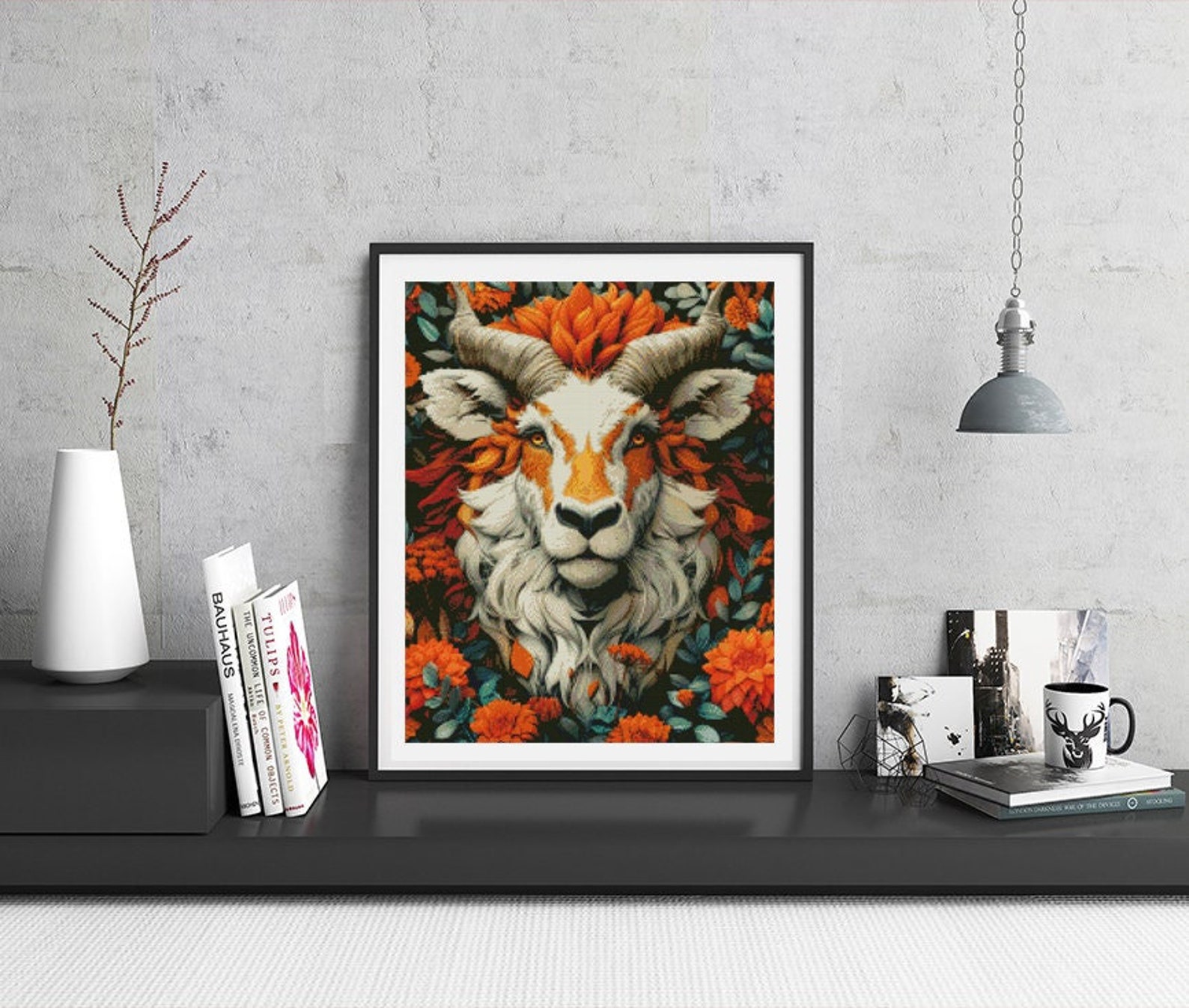 Jmp0613_african Oryx Lion, Cross Stitch Pattern PDF, Full Coverage Hand ...