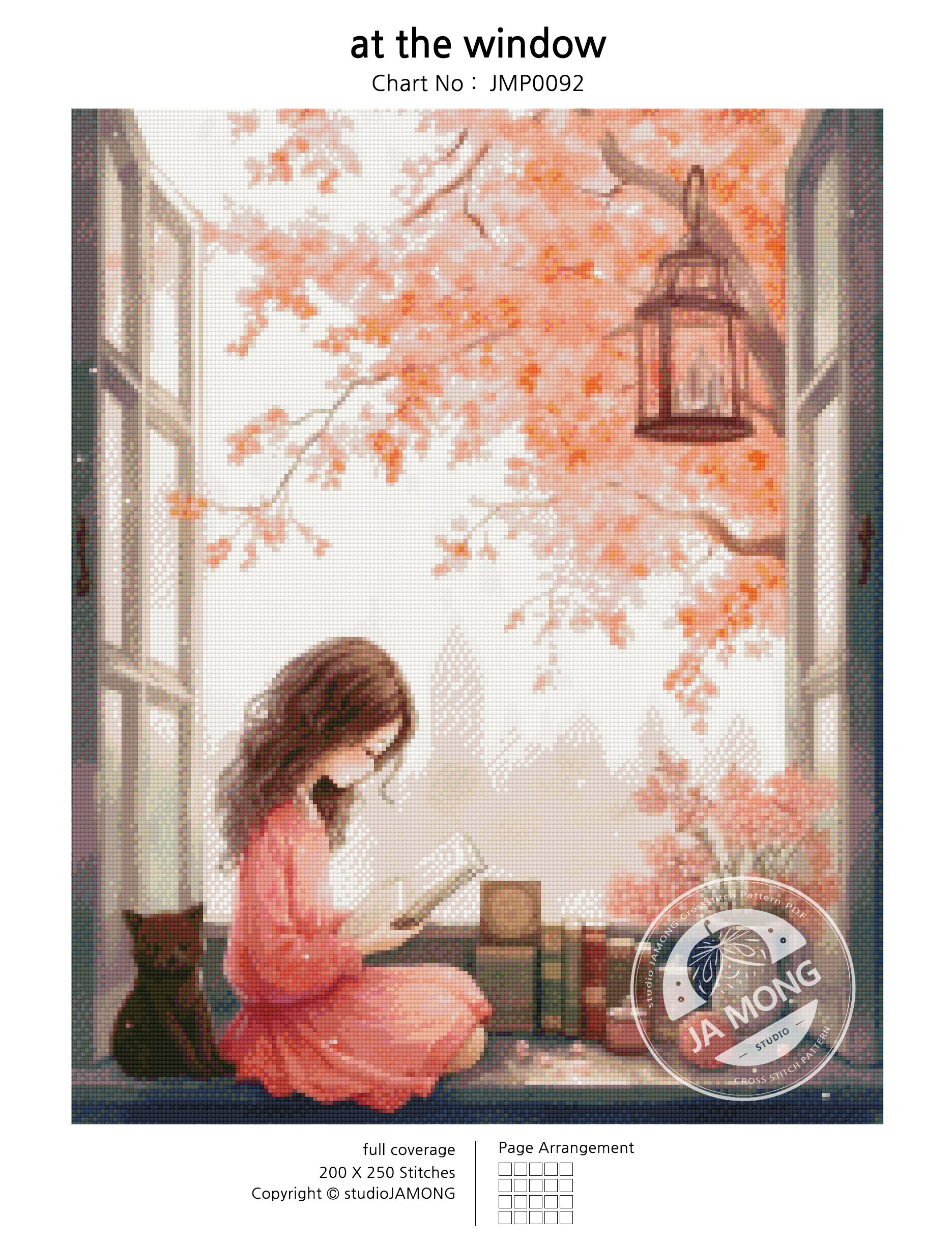 Jmp0092_at the Window, Cross Stitch Pattern PDF, Cross Stitch Chart ...