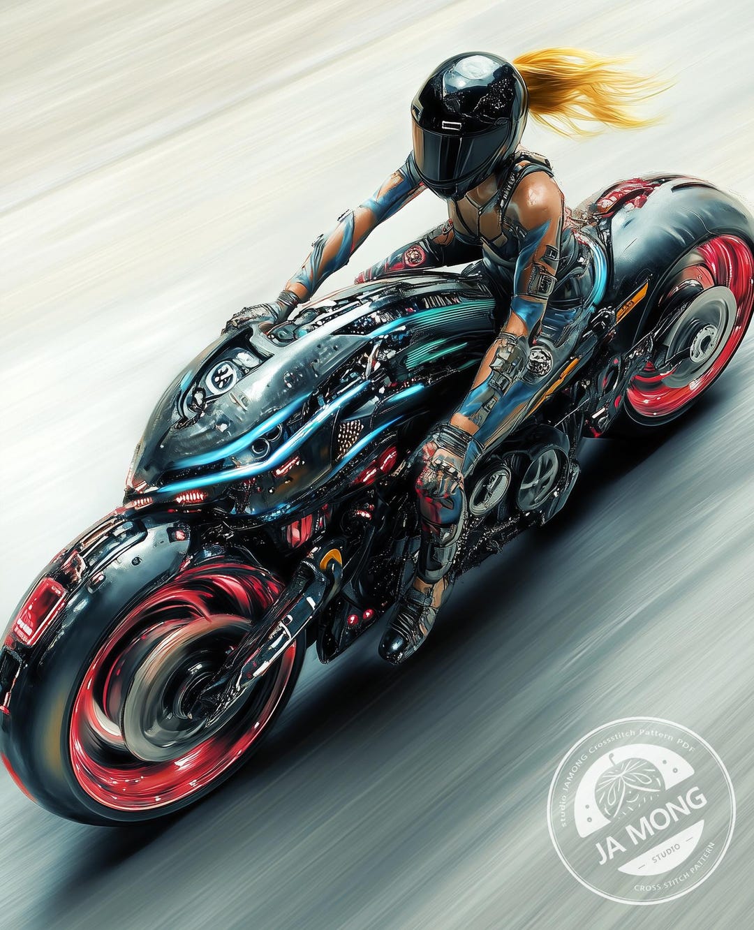 JMP1037 Motorcycle Cross Stitch Pattern PDF Full Coverage Hand ...