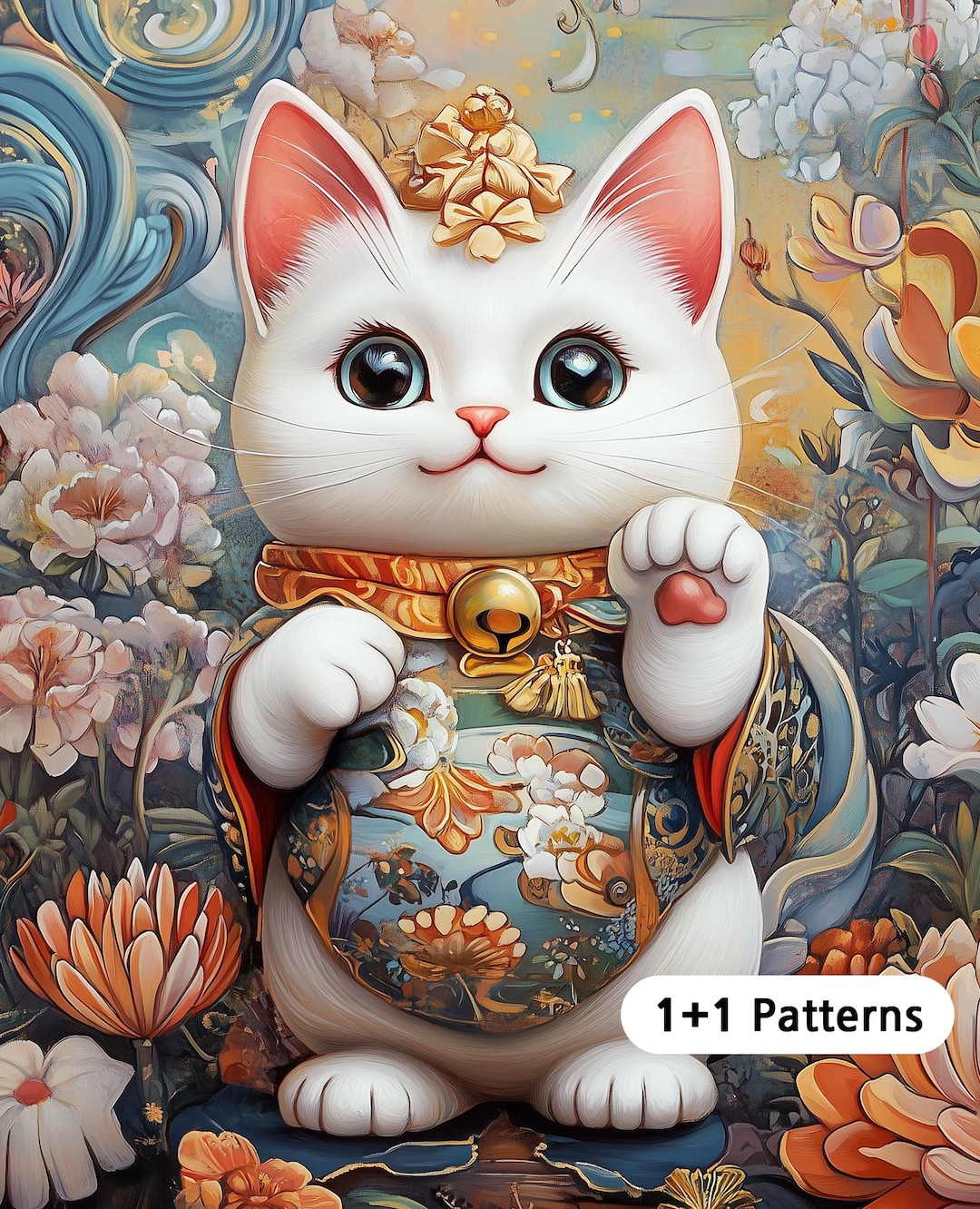 JMP0991 Maneki Neko Cross Stitch Pattern PDF Full Coverage Hand ...